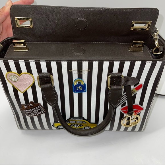 henri bendel | Bags | Henri Bendel Centennial Stripe Turnlock Satchel ...